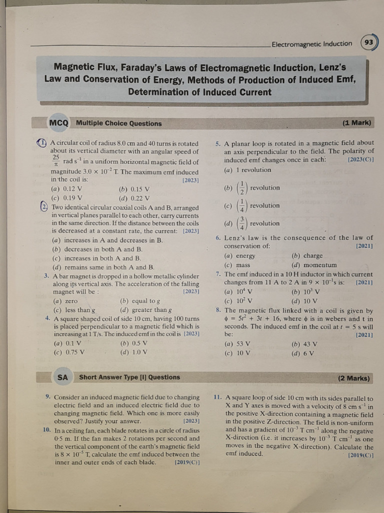 12th Physics PYQs (EMI) | PDF