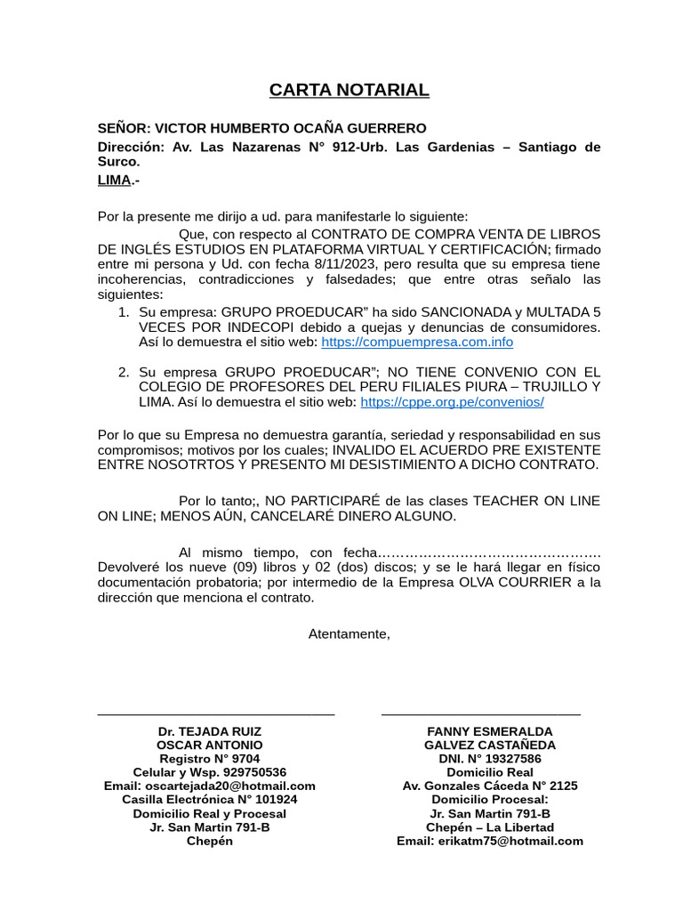 Carta Notarial | PDF