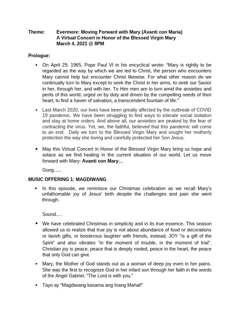 Marian Concert | PDF | Mary, Mother Of Jesus | Jesus