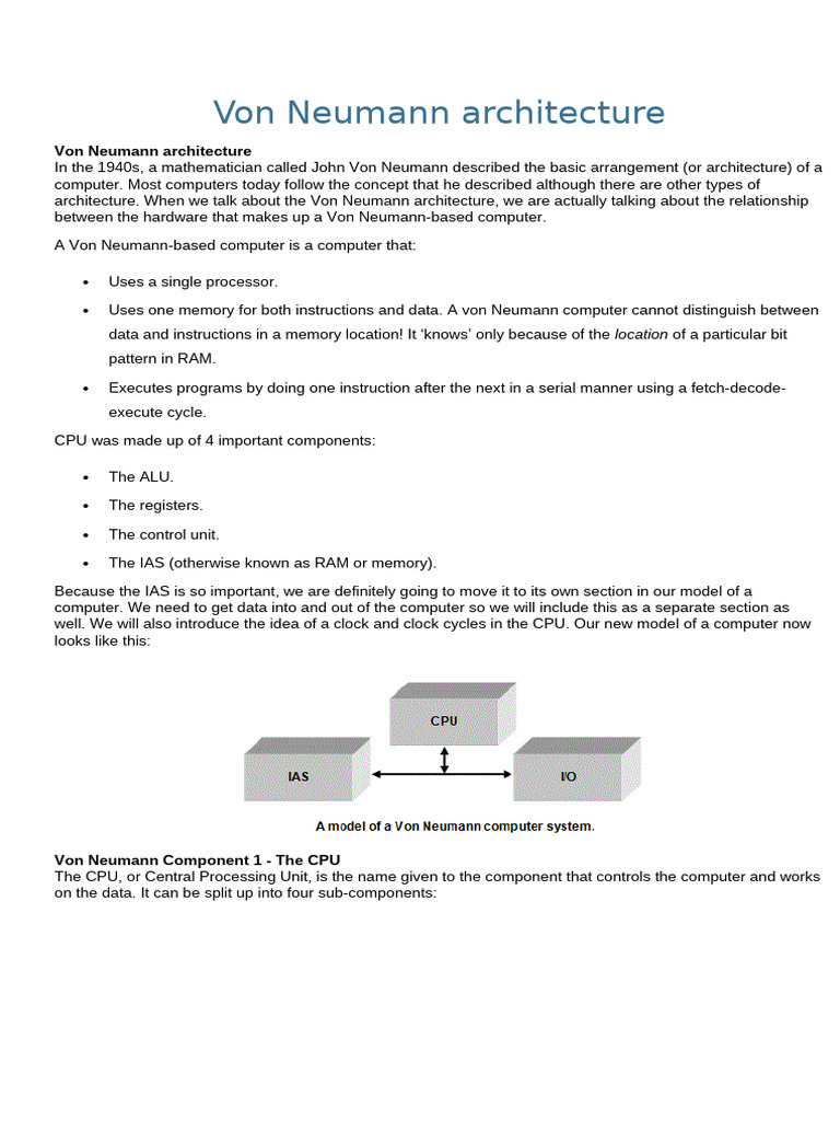 BCA-4-DECOA-Von Neumann Architecture-1 | PDF | Central Processing Unit ...