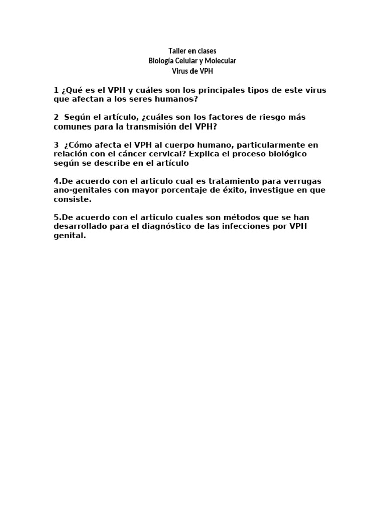 VPH: Tipos, Riesgos y Tratamientos | PDF