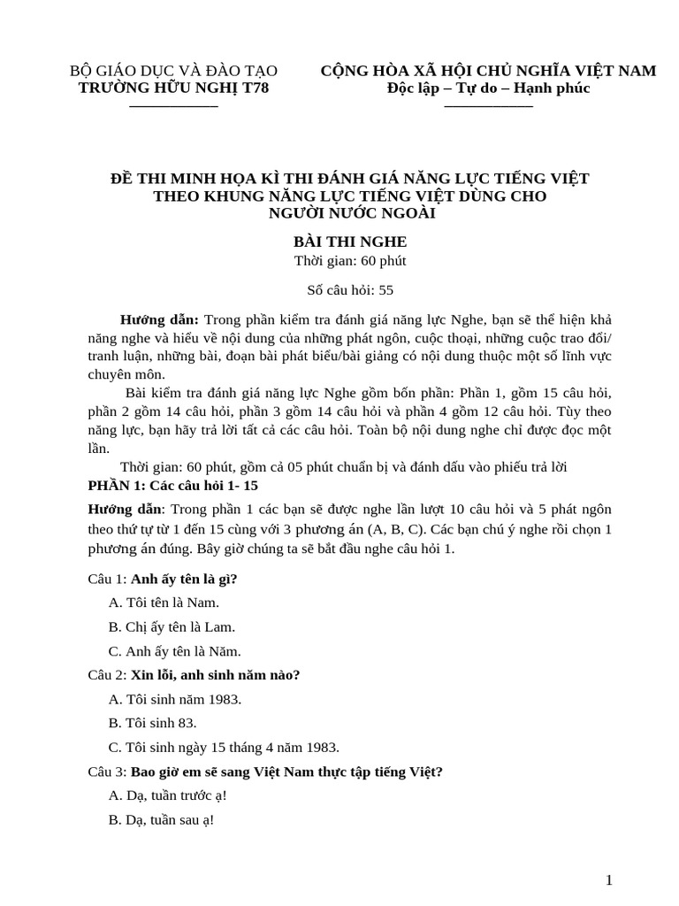 De Minh Hoa 1 | PDF