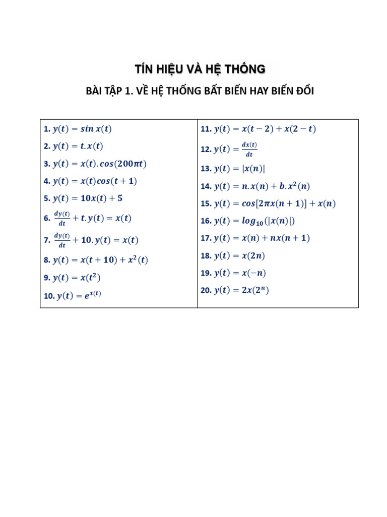 BT1. Xác định hệ bất biến | PDF