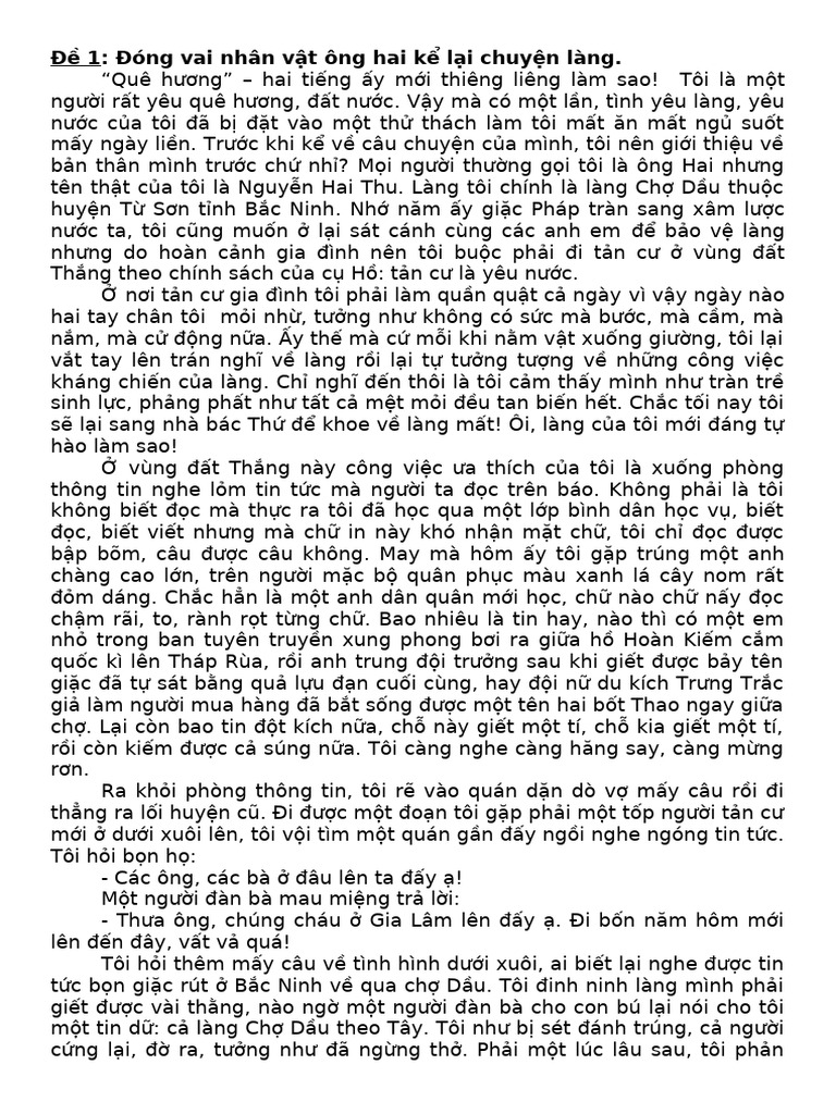 Bài Văn KTCK 1 | PDF