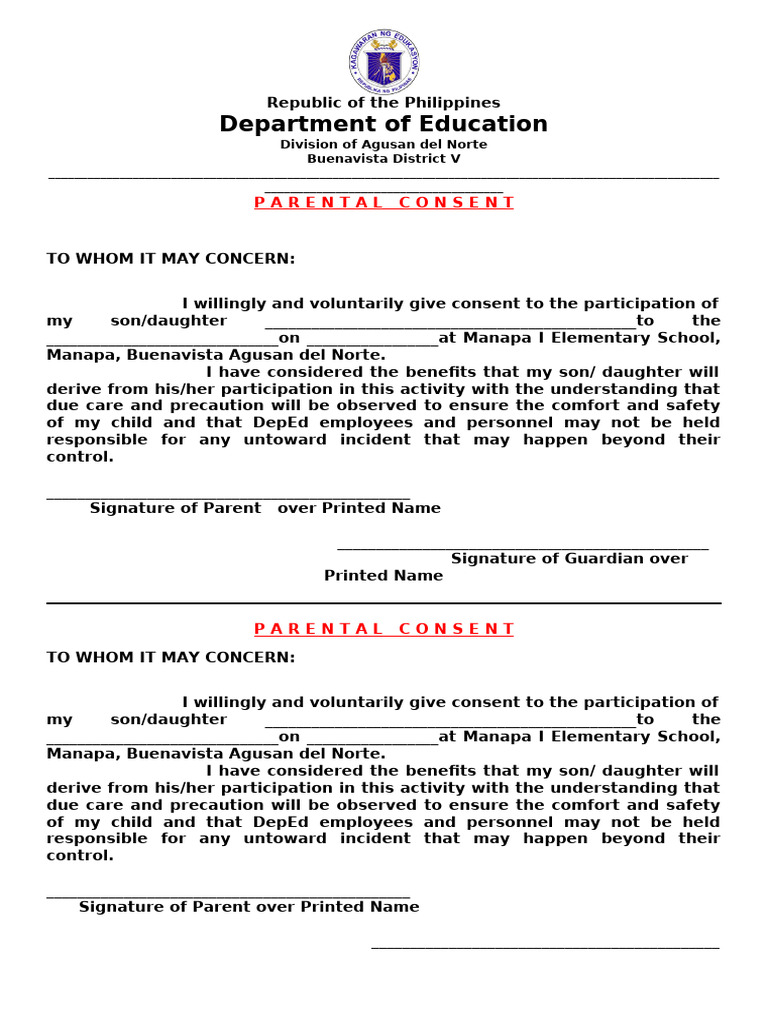 PARENTS-CONSENT | PDF | Social Institutions