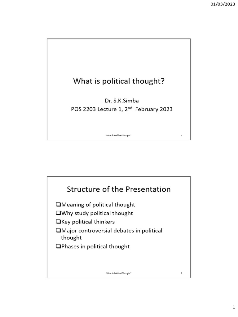 1 What Is Political Thought | PDF | Political Philosophy | Reason