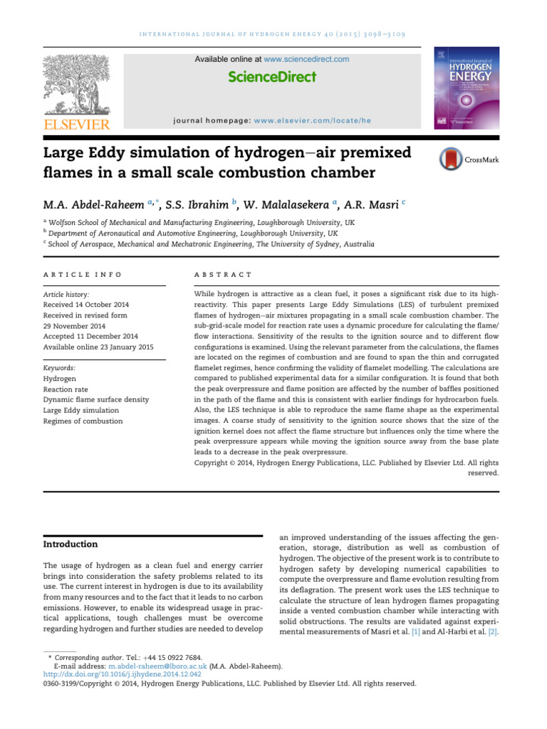 Abdel-Raheem Et Al. - 2015 - Large Eddy Simulation of Hydrogen-Air Premixed Flames in A Small ...