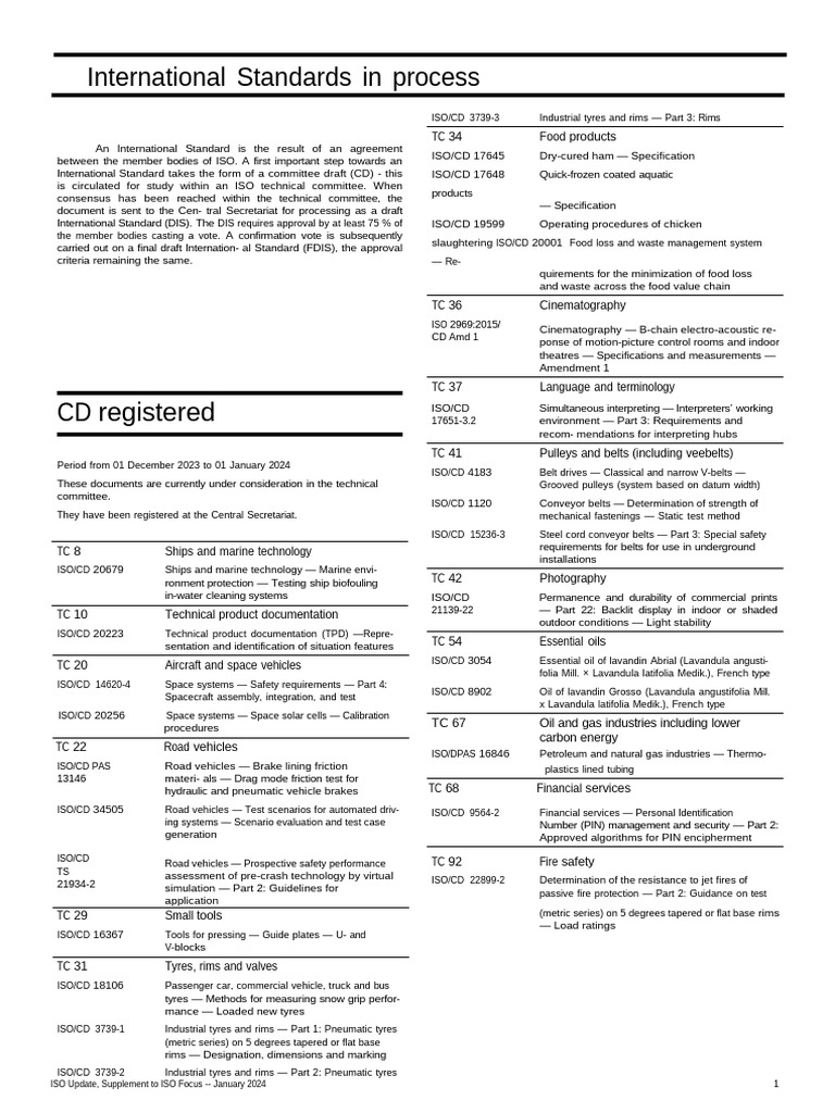 ISO Standards Update - January 2024 | PDF | Steelmaking | International ...