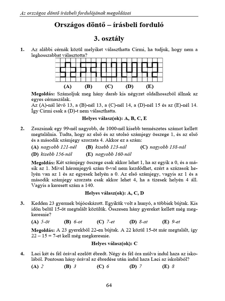 Bolyai 2024-25 Matek 38 Donto Megoldasok | PDF
