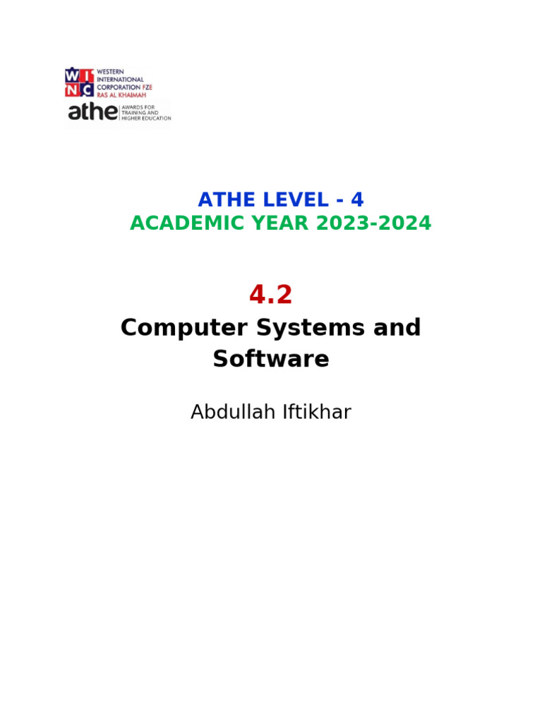 4.2 - Computer System and Software | PDF | Computer Network | Input/Output