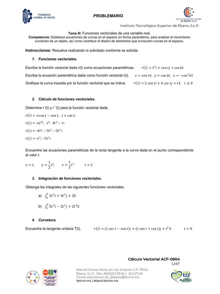 Problemario - Tema 3 | PDF