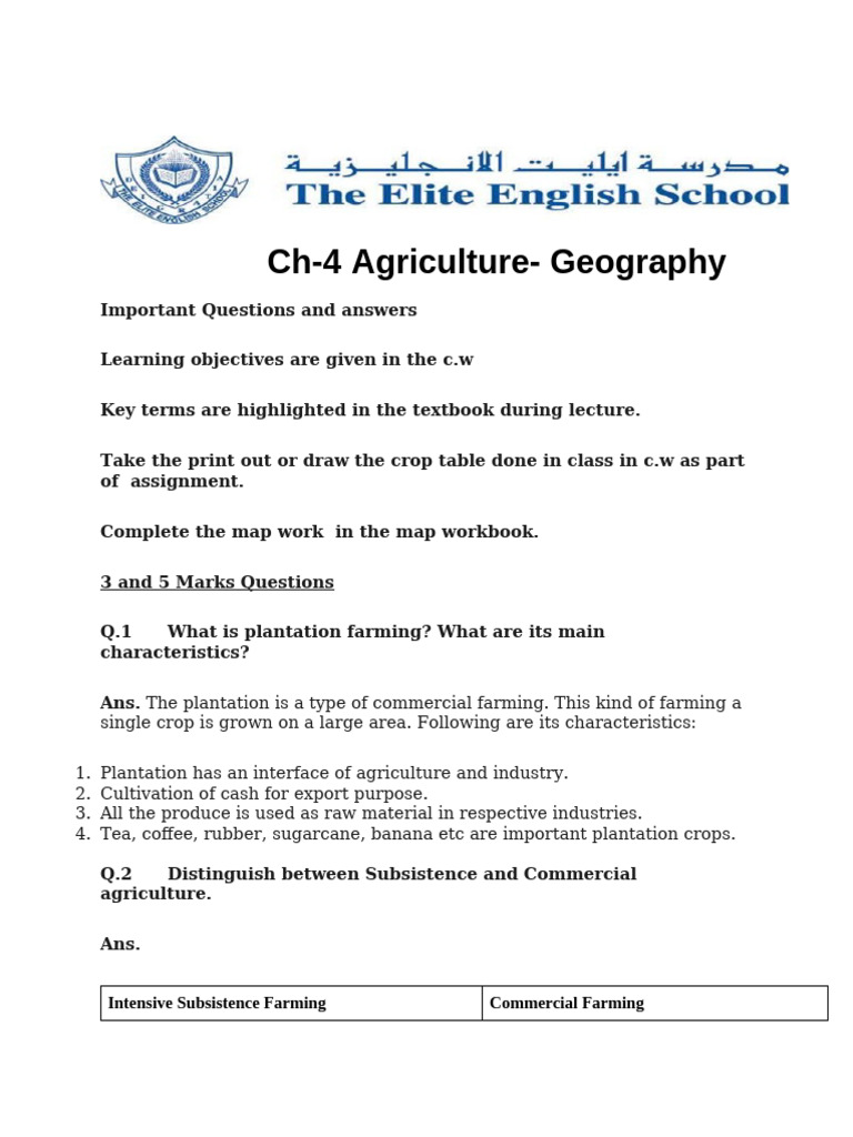 Agriculture Questions and Answers Guide | PDF | Agriculture | Crops