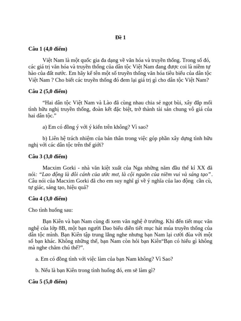 HSG GDCD8 Đề luyện 1+2+3 | PDF