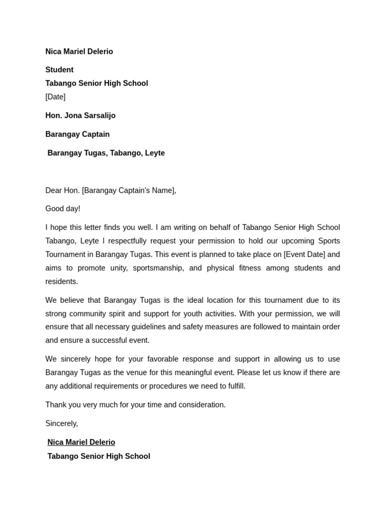 Request for Sports Tournament Venue | PDF