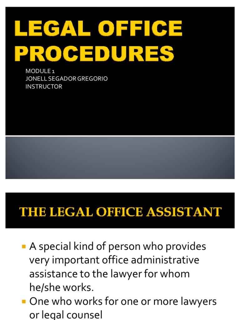 Legal Office Procedures | PDF | Law | Social Science
