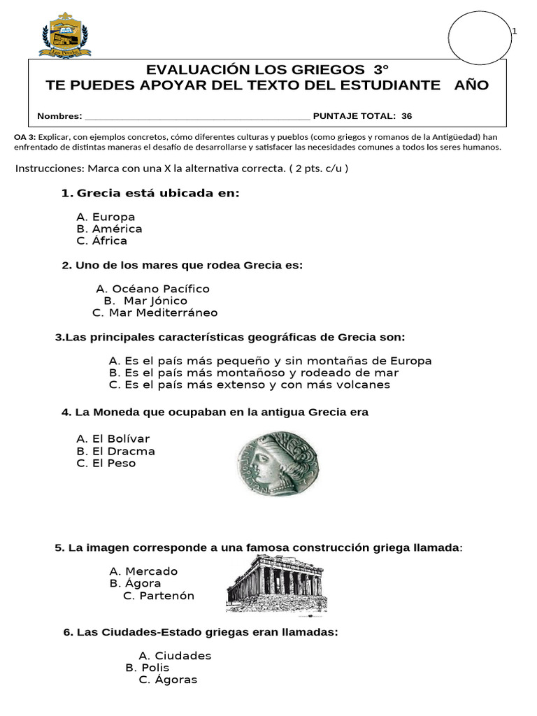Prueba Grecia | PDF | Antigua Grecia | Grecia