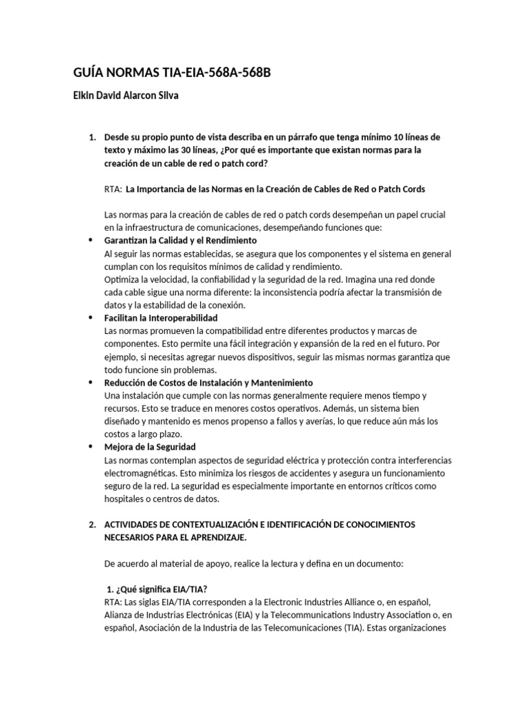 Guía 9 v4 Norma Tia-Eia-568a-568b Completa | PDF | Ingeniería ...