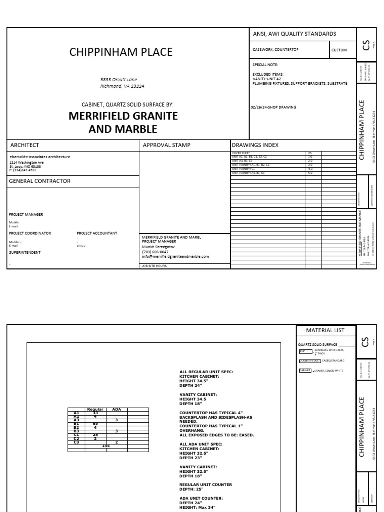 Merrifield Granite Project Plans | PDF | Countertop | Architectural ...