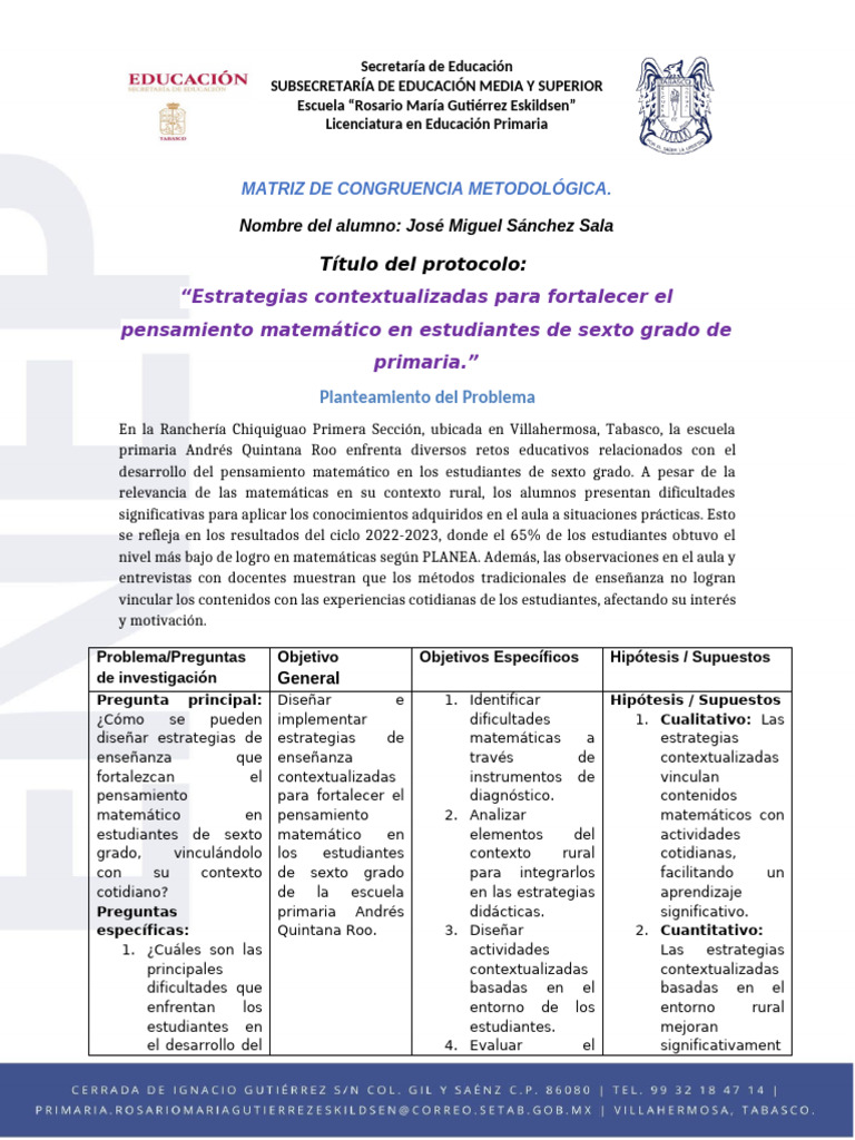 Matriz de Congruencia Metodologica | PDF | Enseñando | Caso de estudio