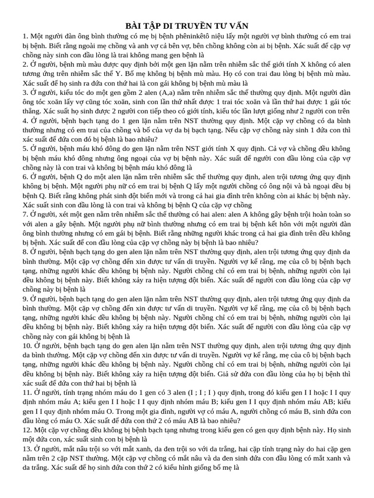 Bai Tap Di Truyen Tu Van 2K5+2K6 | PDF