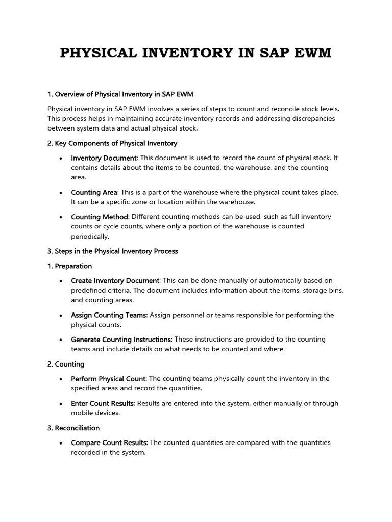 SAP EWM Physical Inventory Guide | PDF | Inventory | Computing