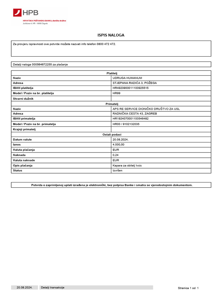 Detalji - Transakcije - SZG427009 (1) - 240820 - 153151 | PDF