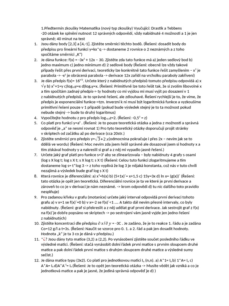 Novy Styl Zkousky Z Matematiky Zadani I Reseni | PDF