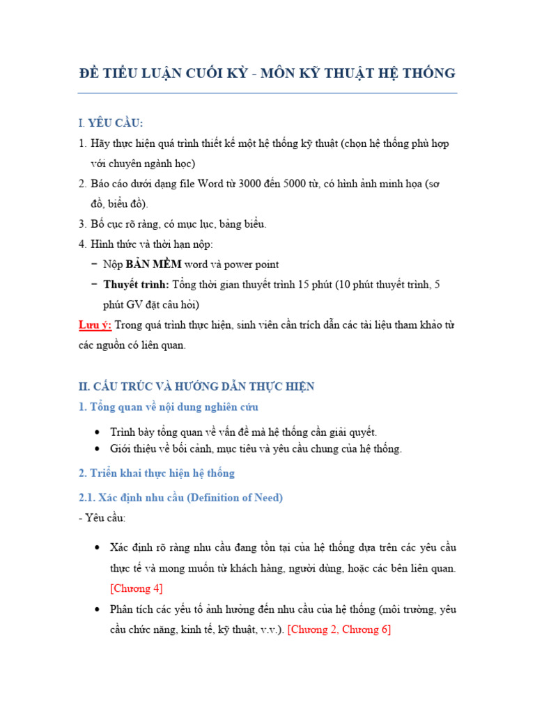 Yêu cầu và hướng dẫn tiểu luận cuối kỳ KTHT | PDF