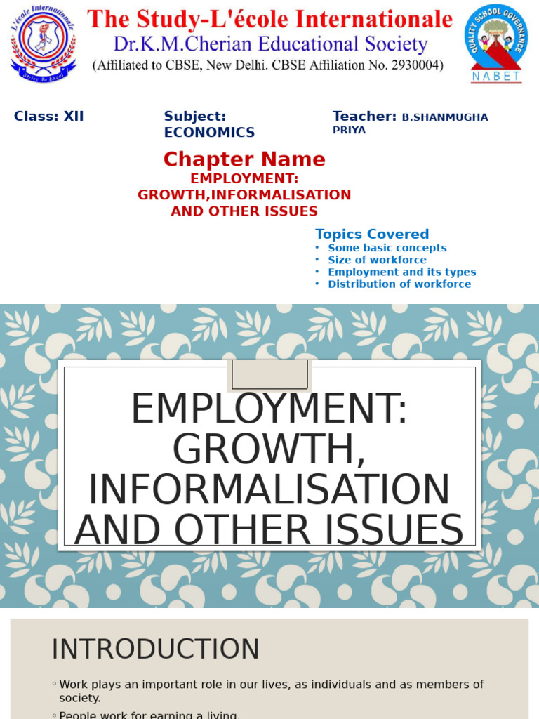 Employment Growth, Informalisation and Other Issues | PDF ...