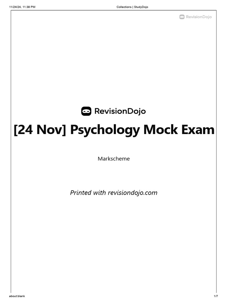 Pysch Paper 3 Mock Markscheme | PDF | Survey Methodology | Focus Group