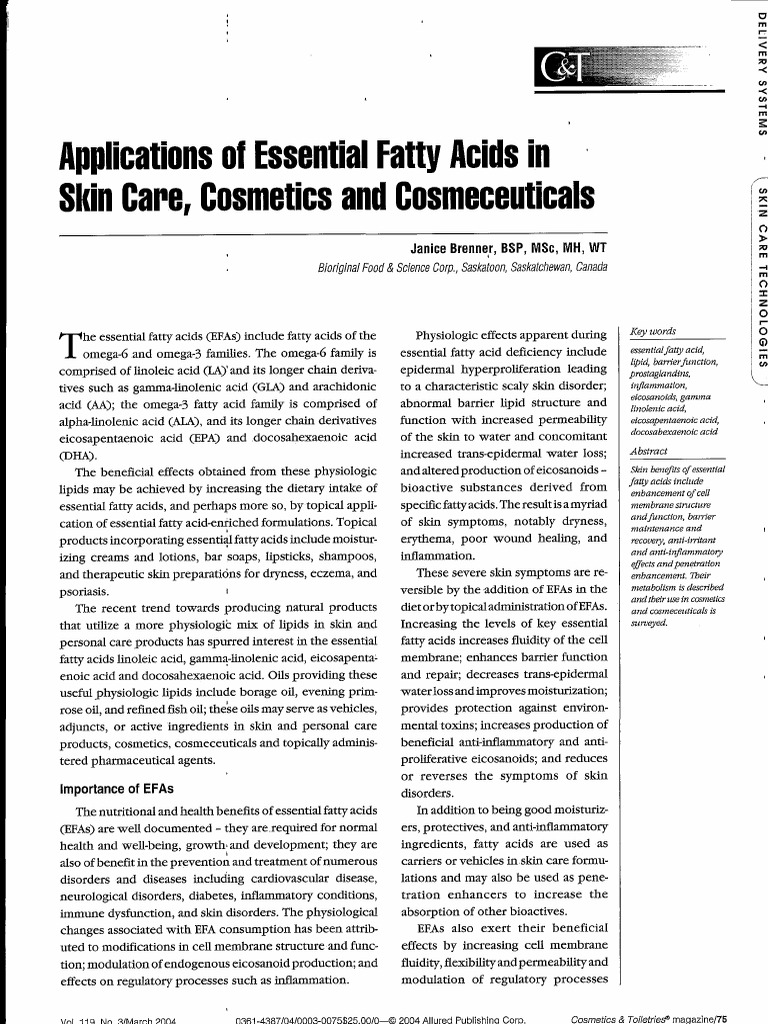 2-4 - Applications of Essential Fatty Acids in Skin Care, Cosmetics and ...
