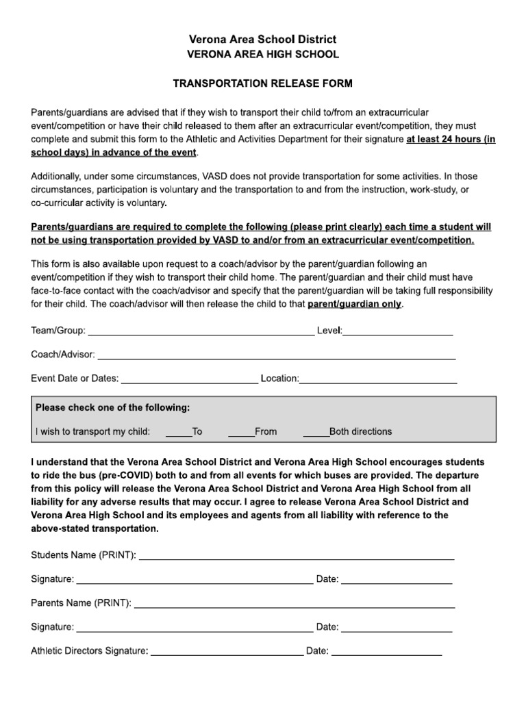 Transportation Release Form English and Spanish 2 | PDF