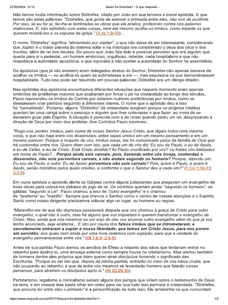 Quem Foi Diótrefes | PDF