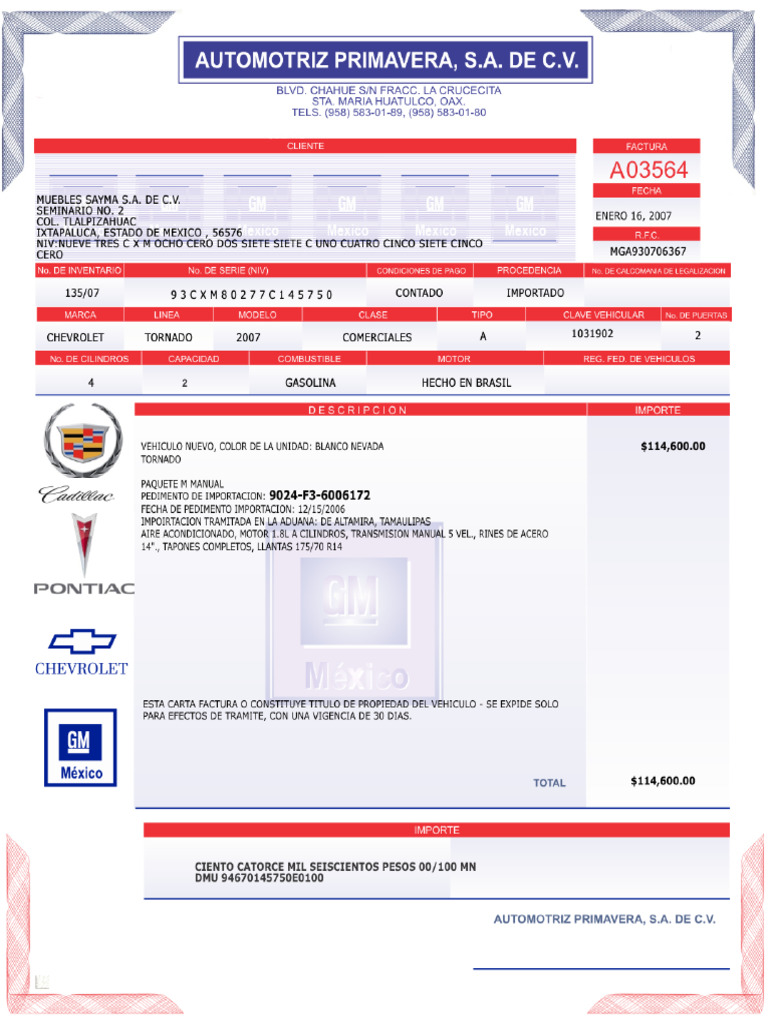 Factura Primavera | PDF