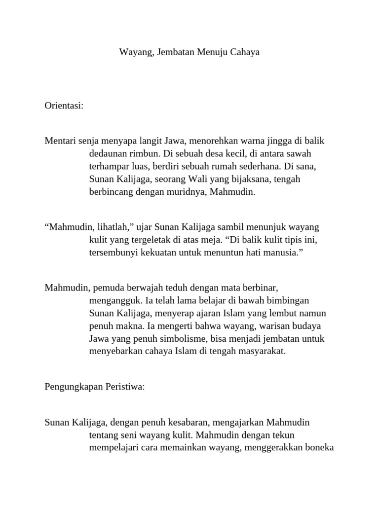 Wayang, Jembatan Menuju Cahaya | PDF