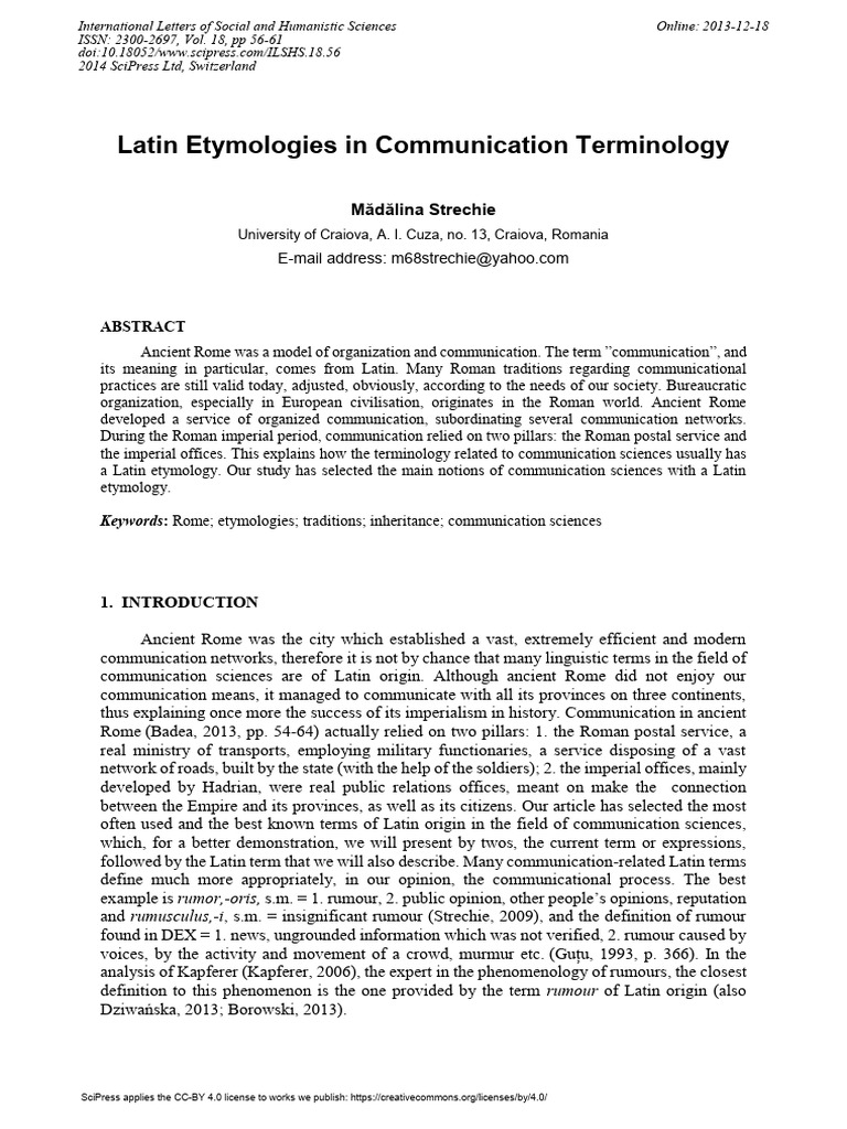 Latin Etymologies in Communication Terminology | PDF