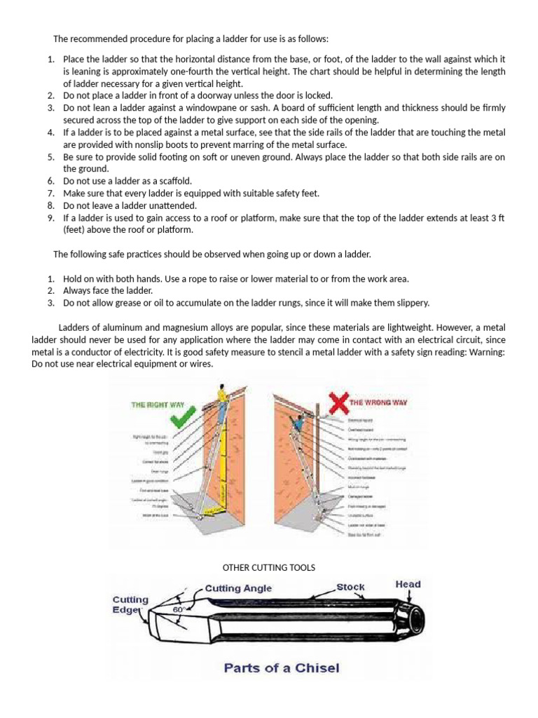 Ladders Cutting Tools and Defective or Misuse Tools | PDF | Blade | Ladder
