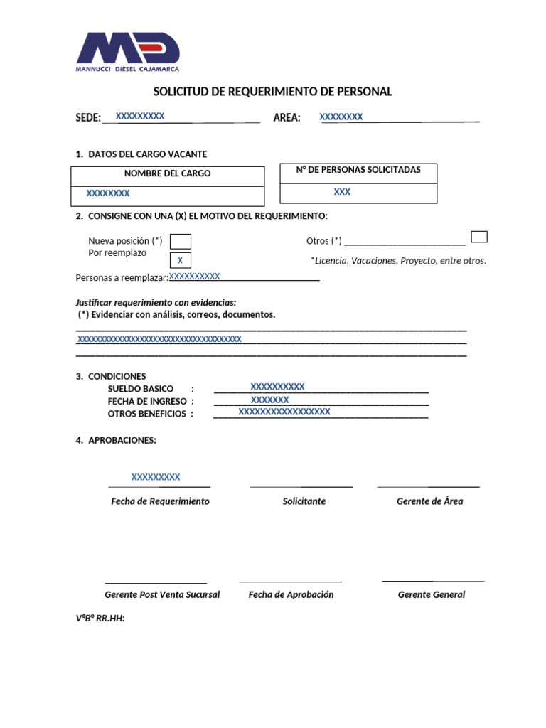 Formato Requerimiento de Personal | PDF
