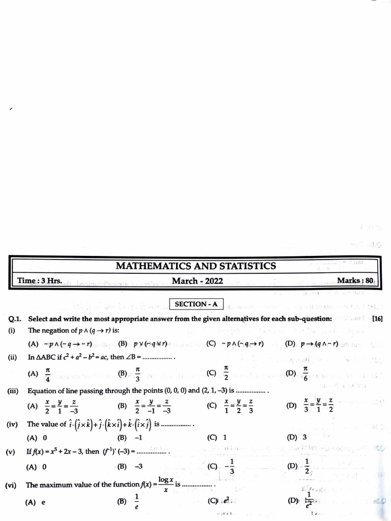 2022 Mathematics Question Paper | PDF | Trigonometric Functions ...