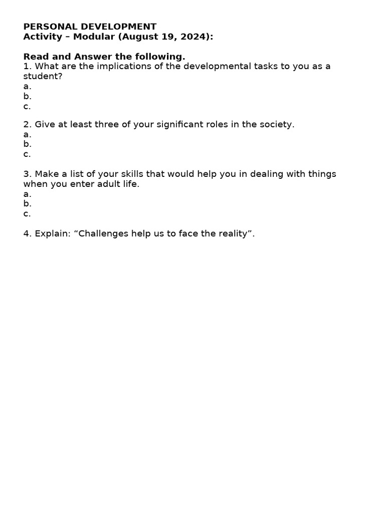 Activity-Modular (August 19, 2024) | PDF