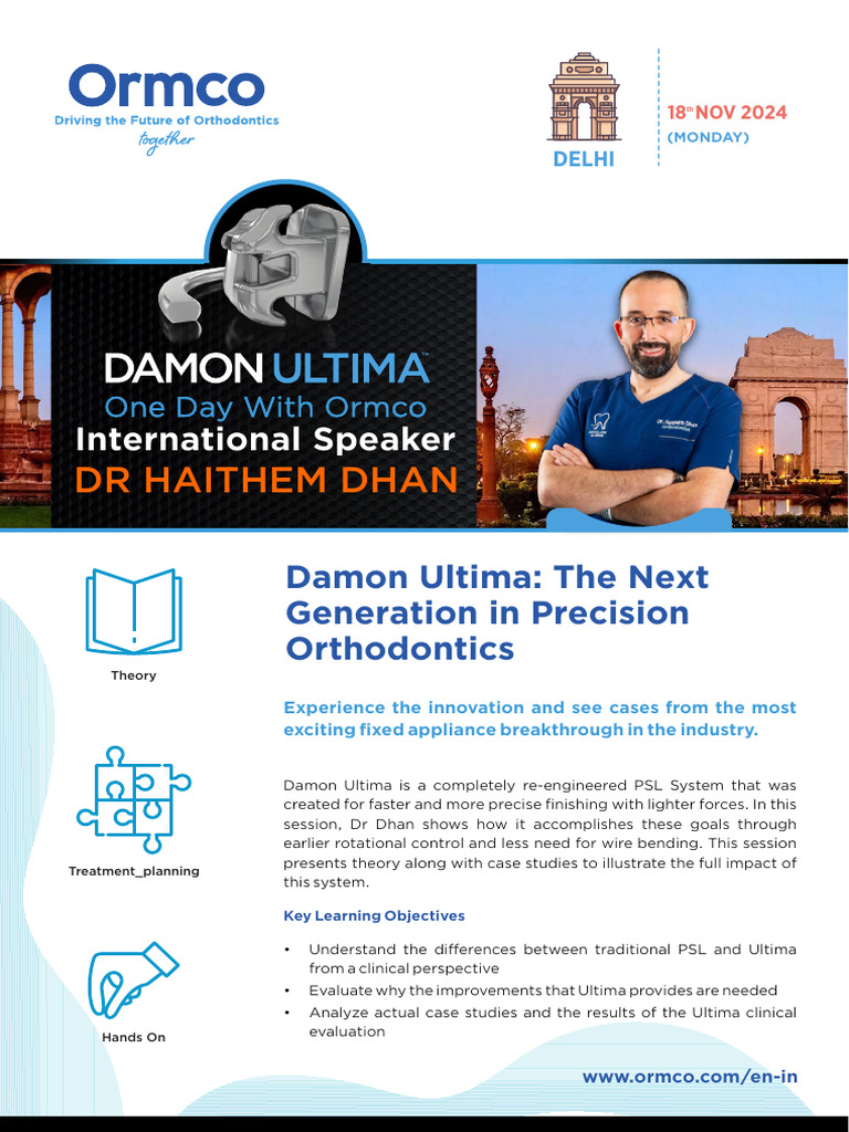 Delhi ISP - DR Dhan Damon Ultima MKTG Flyer | PDF | Orthodontics | Clinical Medicine
