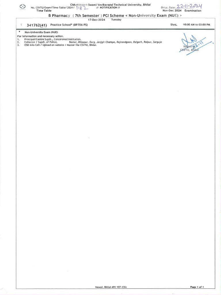 B. Pharmacy 7th Semester (PCI Scheme) NUE (Non University Exam) | PDF