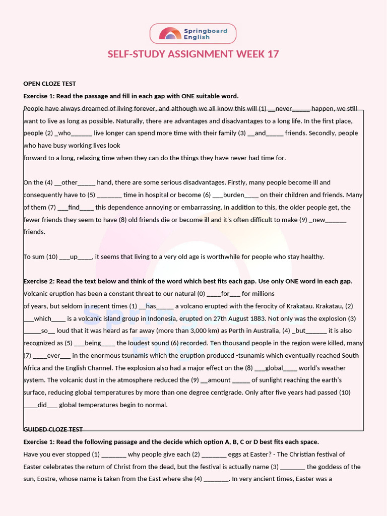 (Ca26-01) Self-Study Assignment Week 17 | PDF | Volcano