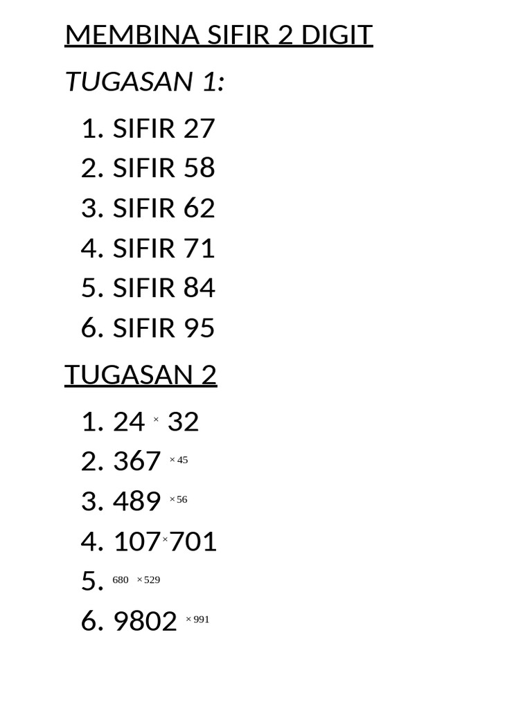 Membina Sifir 2 Digit | PDF