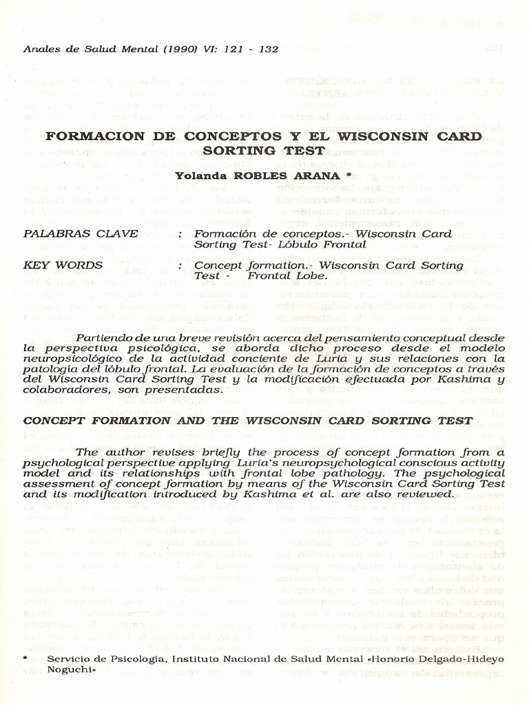 Fe WSCT | PDF | Pensamiento | Memoria