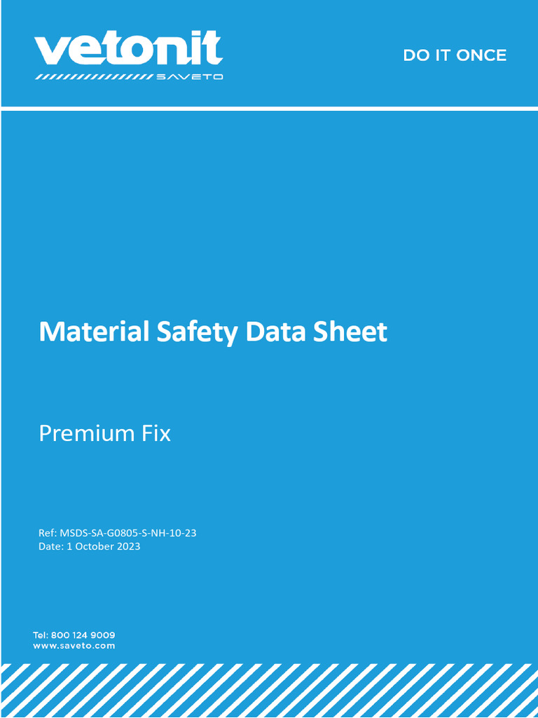 Premium Fix MSDS-SA-G0805-S-NH-10-23 | PDF | Safety | Occupational ...