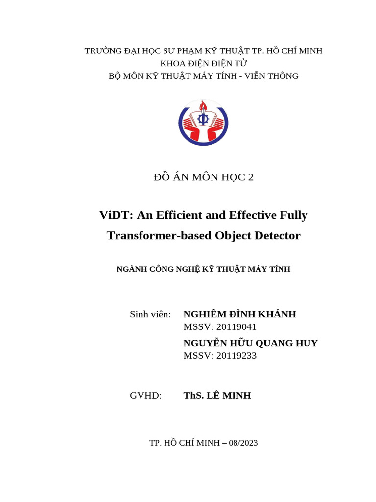 ViDT Vision and Detection Transformers | PDF