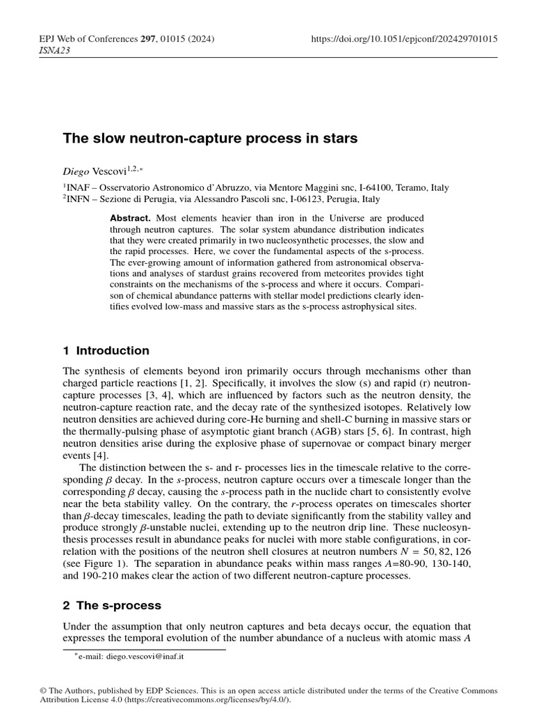 The Slow Neutron-Capture Process in Stars | PDF | Radioactive Decay | Stars