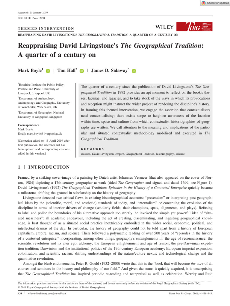 MB Livingstone 2019 | PDF | Geography | Reason