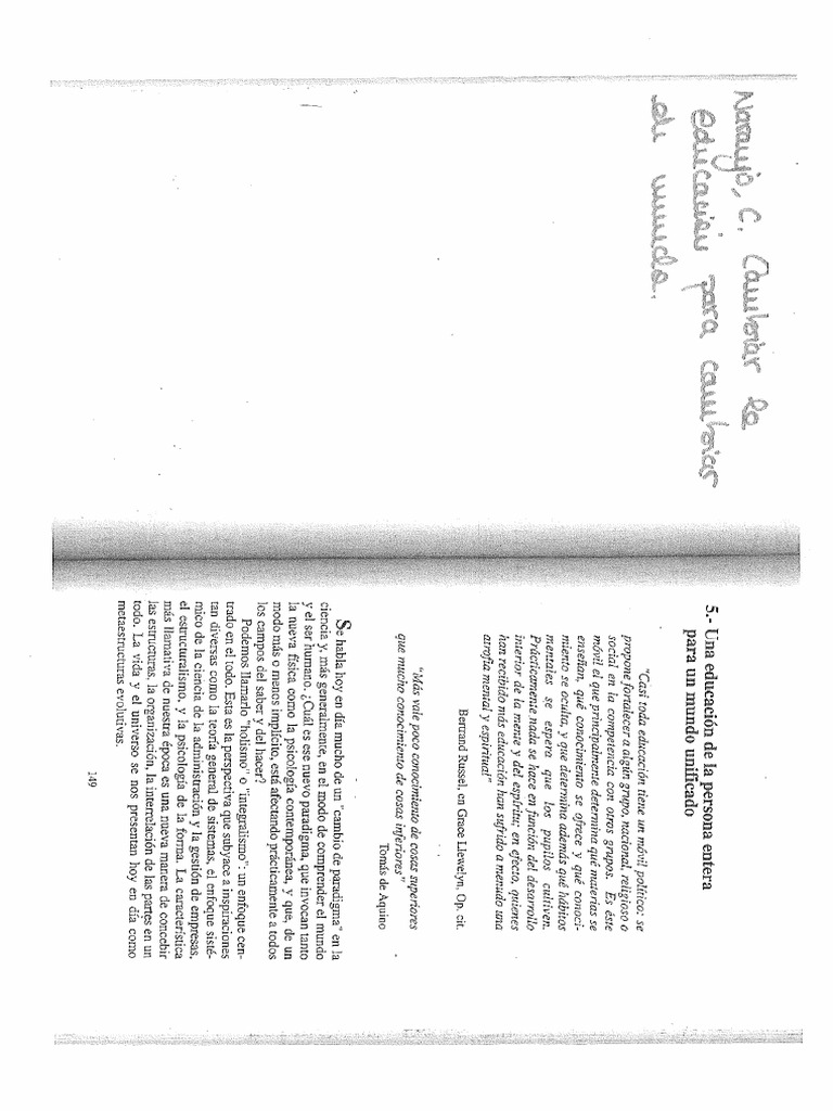 Una Educación de La Persona para Un Mundo Unificado | PDF